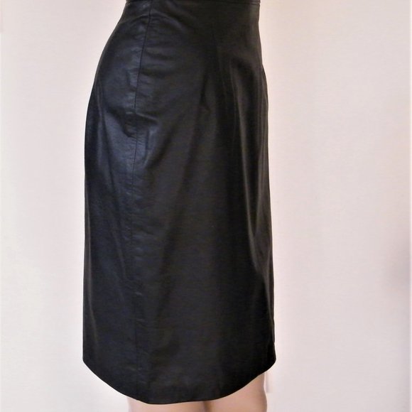 Maxima | Skirts | Vintage Maxima Black Leather Pencil Skirt Size 6 ...